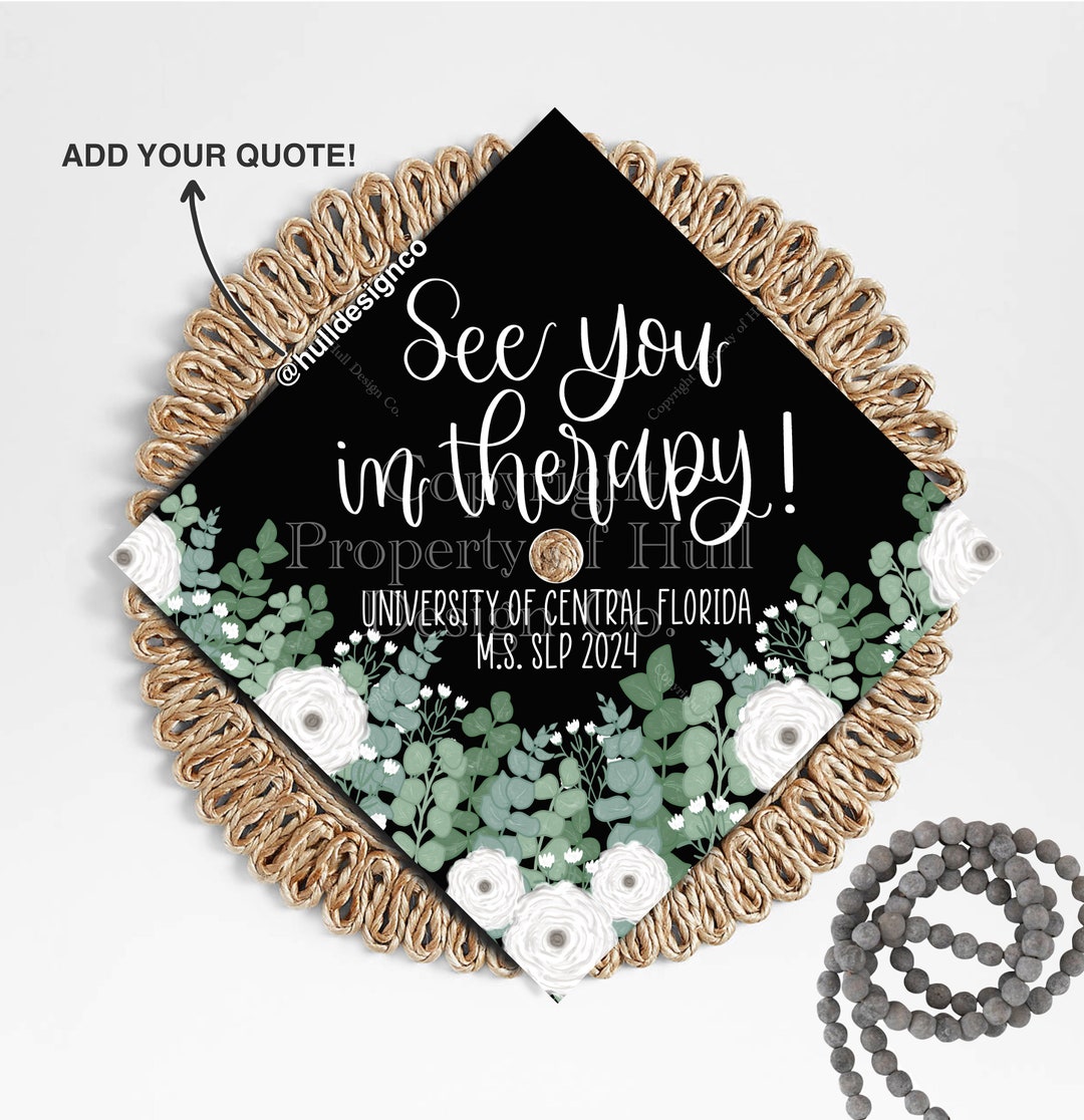 Custom eucalyptus Greenery Graduation Cap Topper, SLP Graduation Cap ...