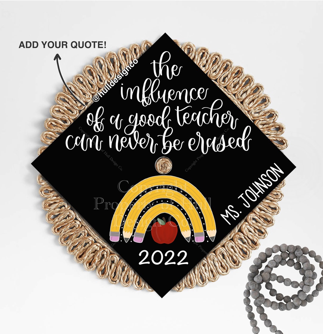 Custom pencil Rainbow Graduation Cap Topper, Teacher Graduation Cap ...
