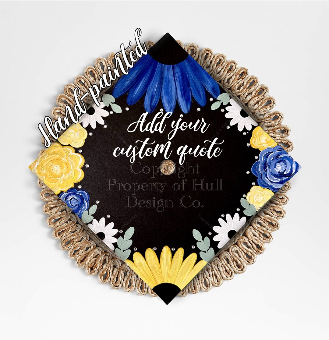 Hand-painted Graduation Cap Topper With Rhinestones / Graduation Cap ...