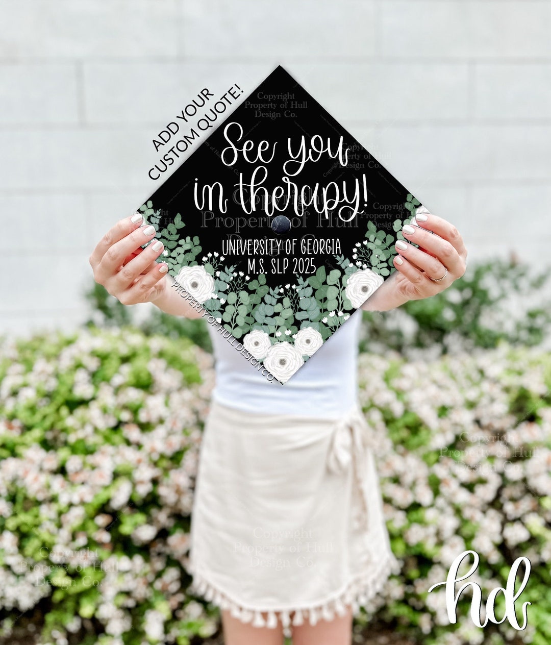 Custom "eucalyptus Greenery" Graduation Cap Topper, SLP Graduation Cap ...