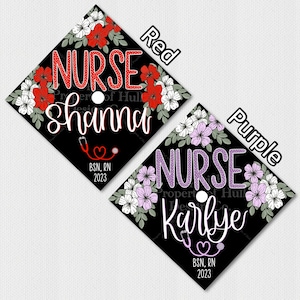 Custom "cherry Blossom Bsn" Graduation Cap Topper, Nursing Graduation ...