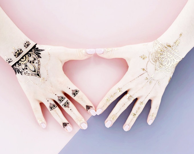 Metallic Gold Henna Temporary Tattoo Set. high Quality Die Cut ...