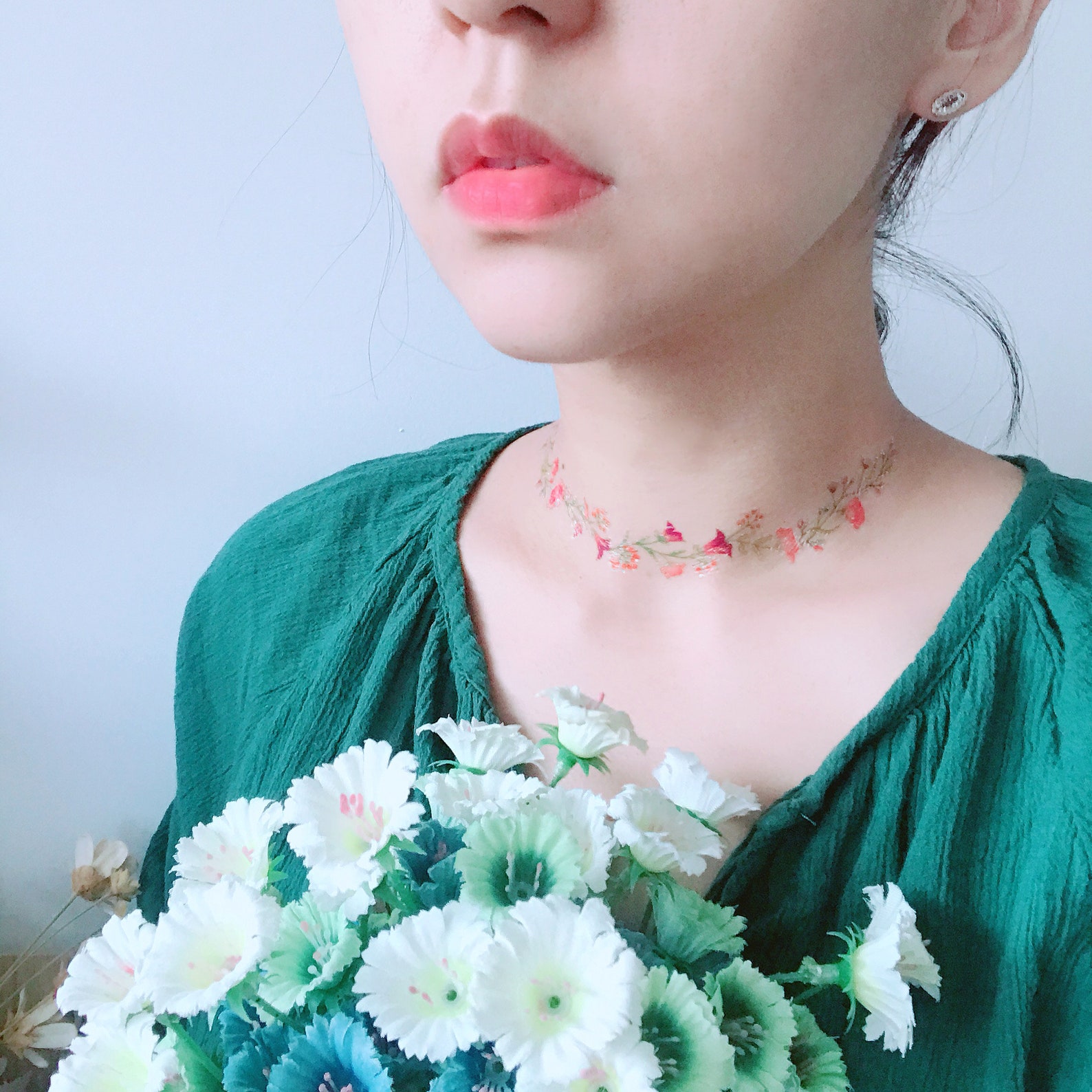 Flower Chain Temporary Tattoo | Etsy