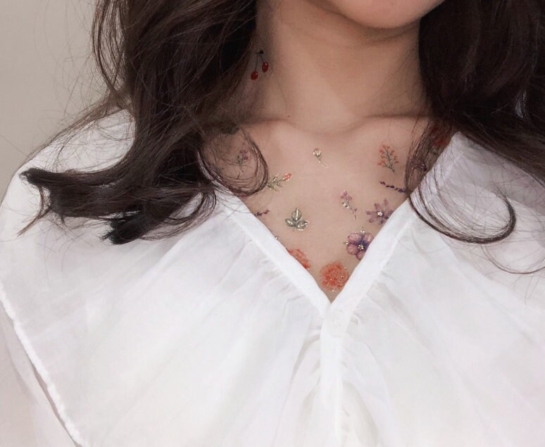 Flowers & Fruits Temporary Tattoo | Etsy