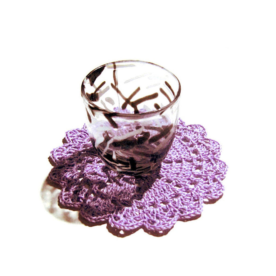 Round Purple Crochet Coaster in Cotton 4.3 Inc 11 Cm for - Etsy