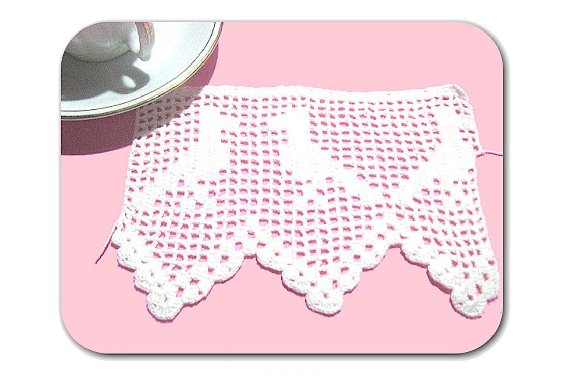 White Crochet Filet Border With Birds in Cotton 3.7 Inc 9.5 - Etsy