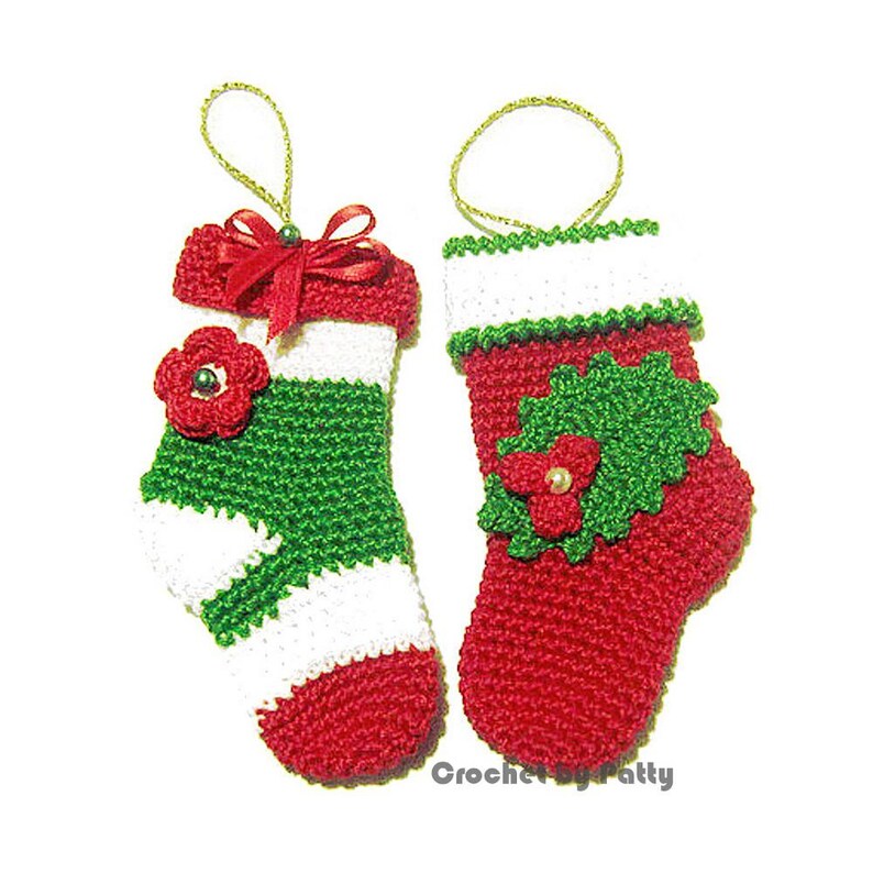 Christmas Crochet Mini Socks in Cotton 2.3x4.7 Inc (6x12 Cm) for Tree ...
