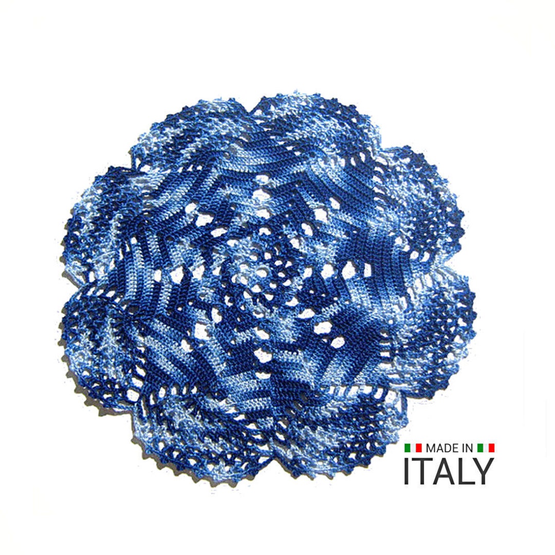 Round Shades of Blue Crochet Doily in Cotton 10.6 Inc 27 Cm - Etsy
