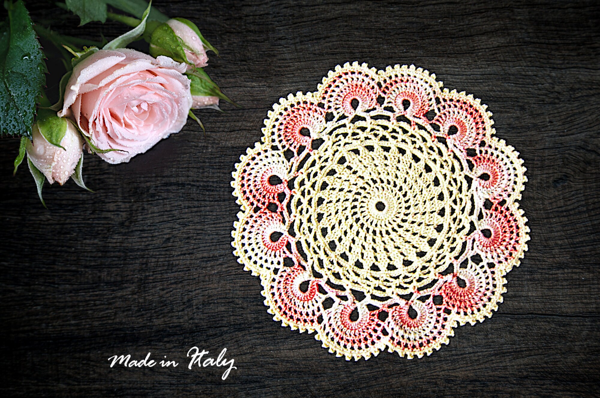 Small Beige and Shades of Pink Crochet Doily in Cotton 8.6 Inc - Etsy