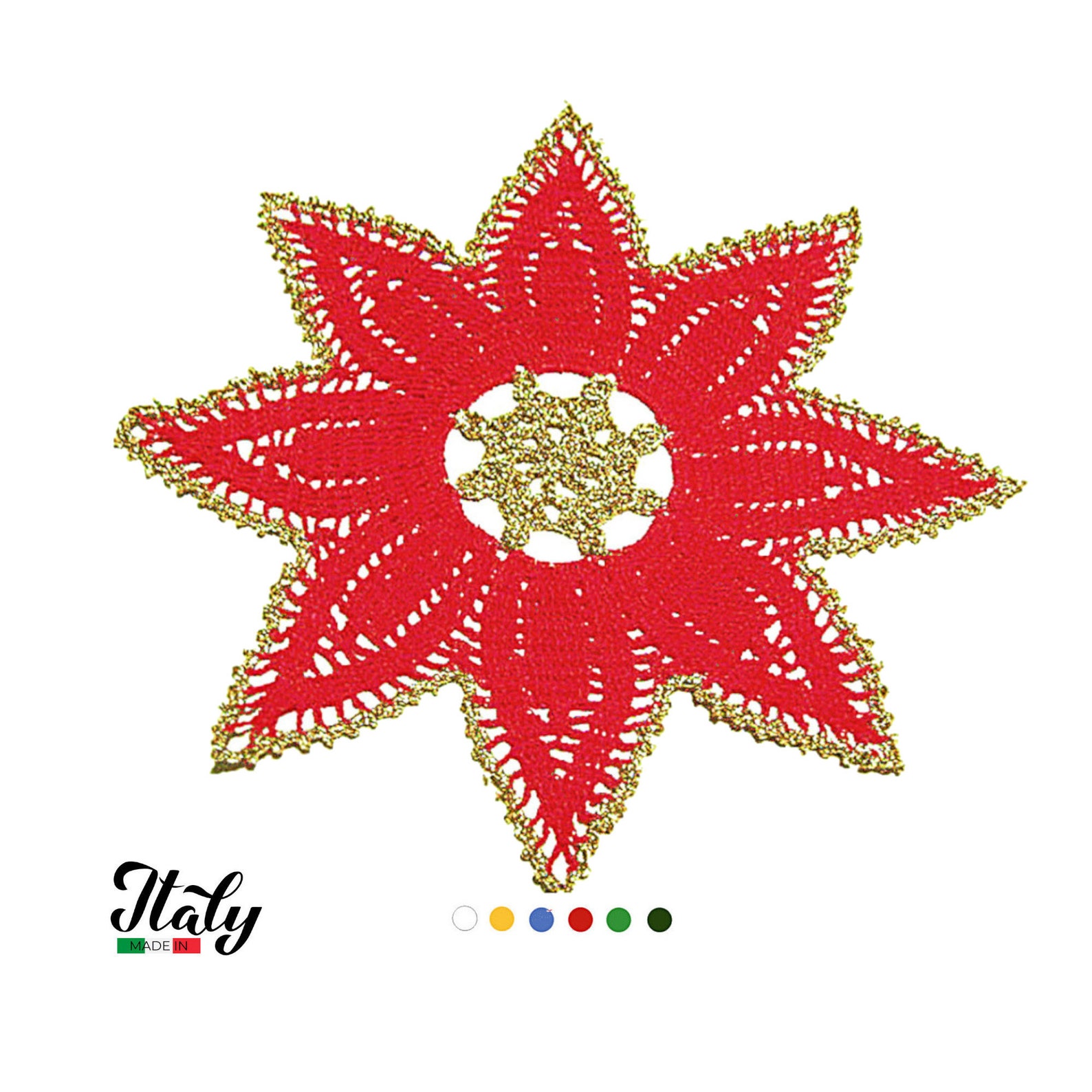Christmas Red Crochet Star Doily With Gold Border in Cotton 14 - Etsy