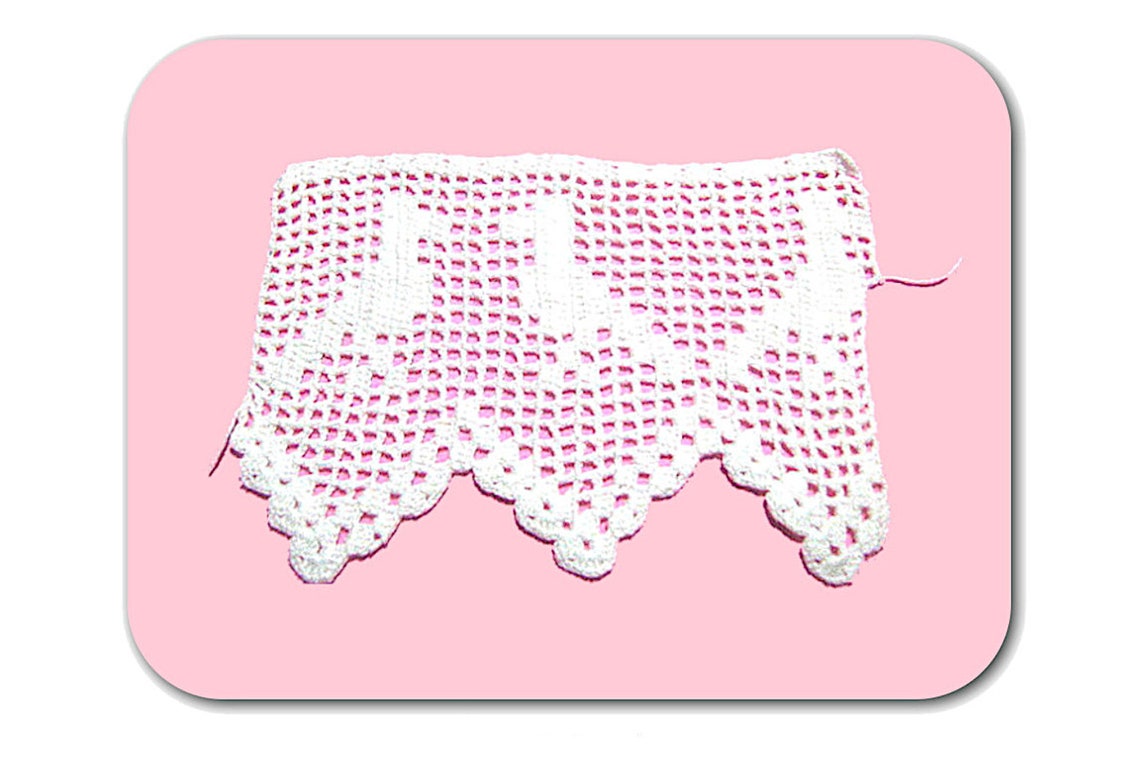 White Crochet Filet Border With Birds in Cotton 3.7 Inc 9.5 - Etsy