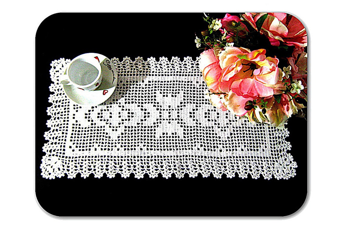 Rectangular White Crochet Doily in Cotton 18.5x9.5 Inc 47x24 - Etsy