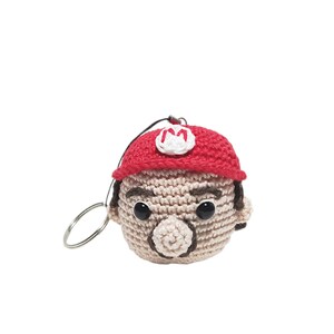 Amigurumi Crochet Super Mario Bross Keychain in Cotton 2.7 Inc (7 Cm ...