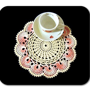 Small Beige and Shades of Pink Crochet Doily in Cotton 8.6 Inc (22 Cm ...
