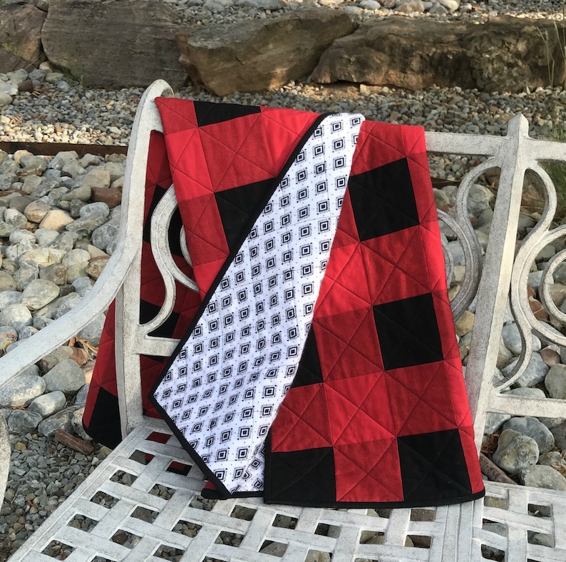 Sale!!! Buffalo Check Baby Quilt-red and Black Plaid-toddler Blanket ...