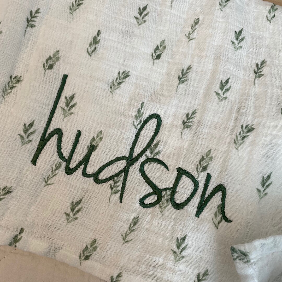 Personalized Botanical Greenery Muslin Swaddle Blanket-leaves-foliage ...