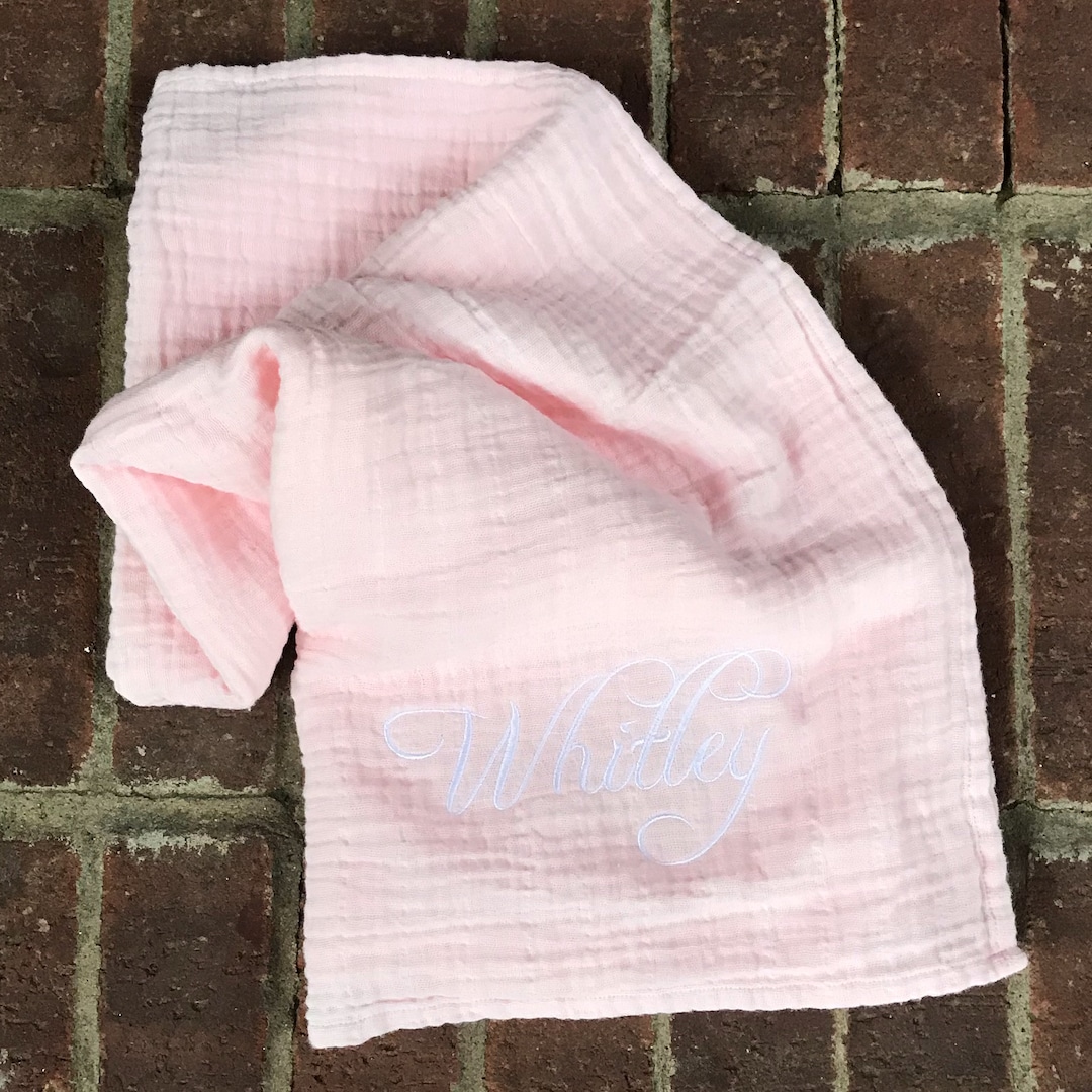 Personalized Pink Muslin Swaddle Blanket-baby Pink-solid Color-baby ...