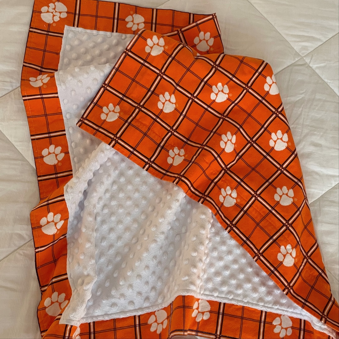 Clemson Baby Blanket-orange and Purple and White-personalized-receiving ...