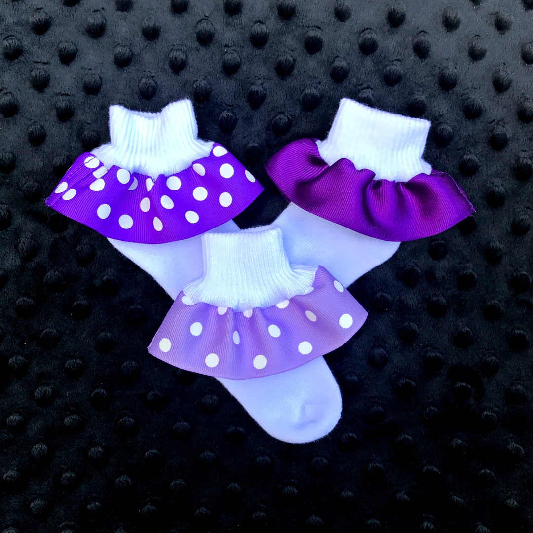 Ruffled Socks-ribbon Trimmed Anklets-baby Girls-newborn-infant-toddler ...
