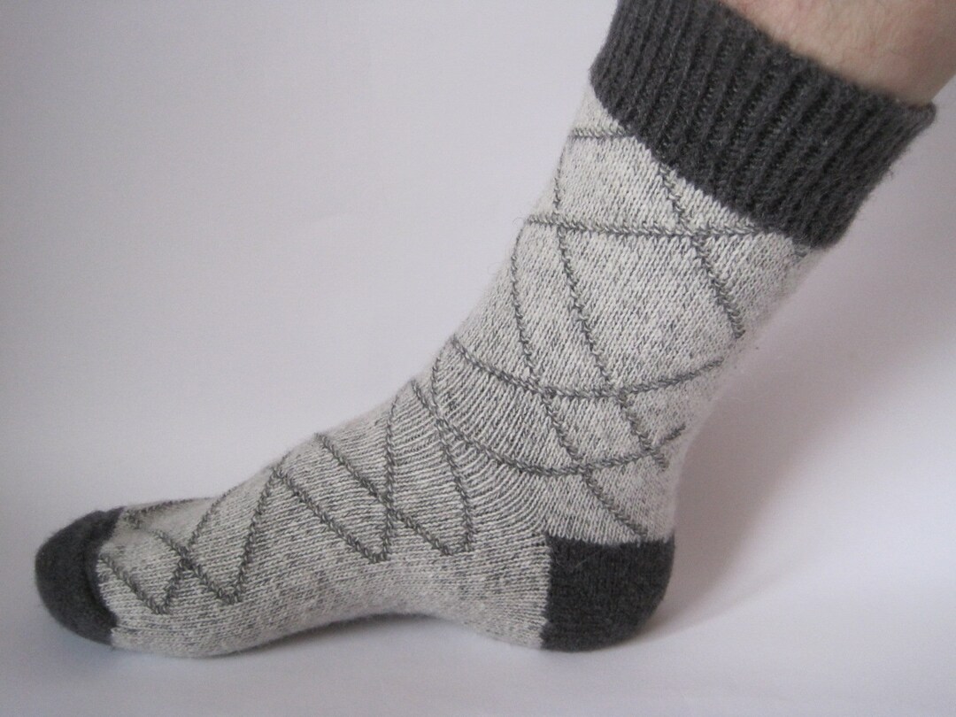 Men Knit Felt Natural Angora Wool Socks English Patterneu-42-44 US-9-10 ...