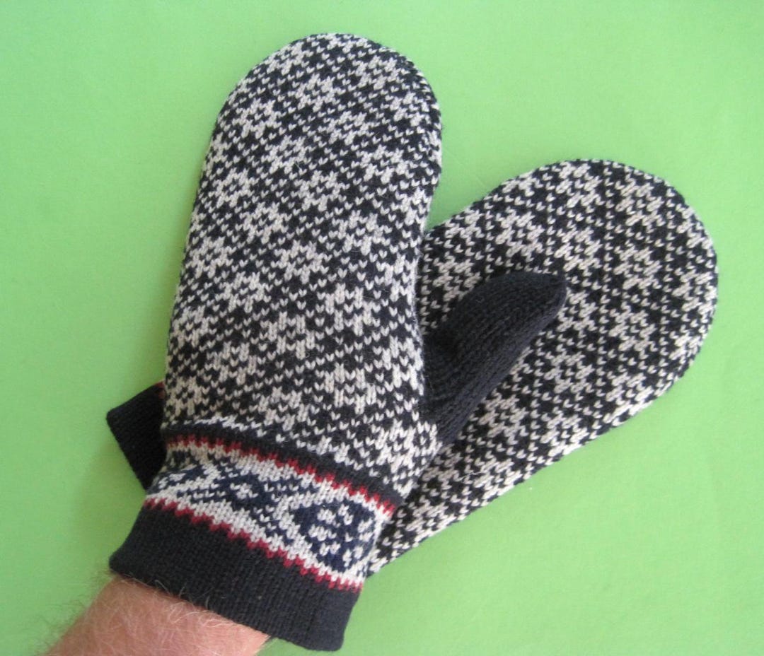 Men Two-layer Knit Mittens of Natural Estonian Wool Yarn Nice ...