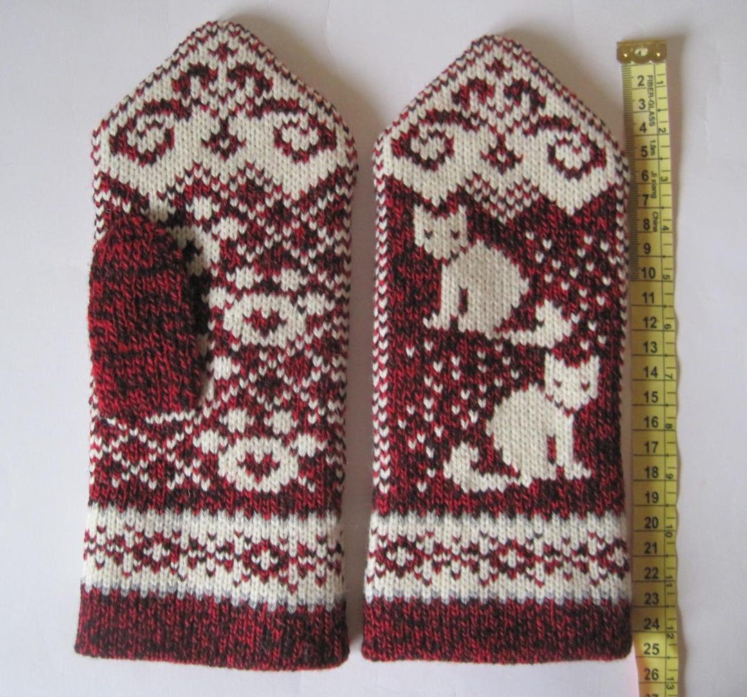 Women Double Knitting Mittens Natural Merino Estonian Wool Yarn Nice ...