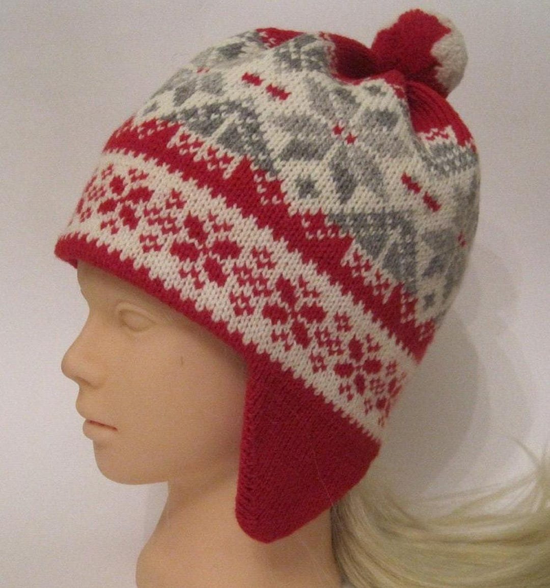 Scandinavian Fashion Knit Warm Hat With Fleece Natural Lining With Ear ...