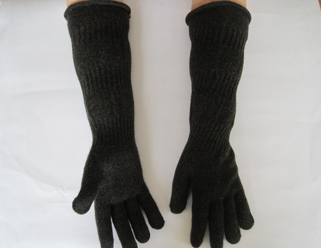 New Women's Long 100% Natural Extra Fine Merino Wool Yarn Warm Gloves ...
