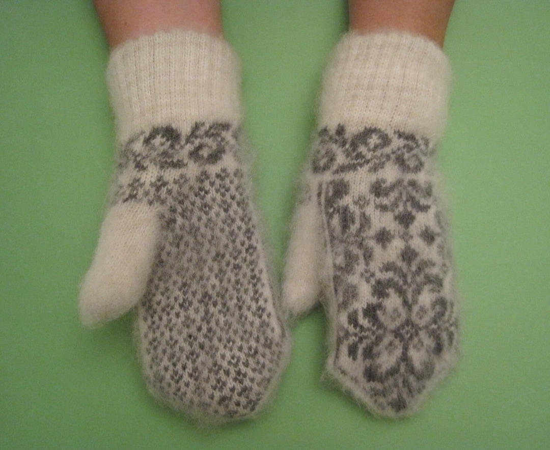Norwegian Style Selbu Rose Pattern Nordic Mittens Knit and - Etsy