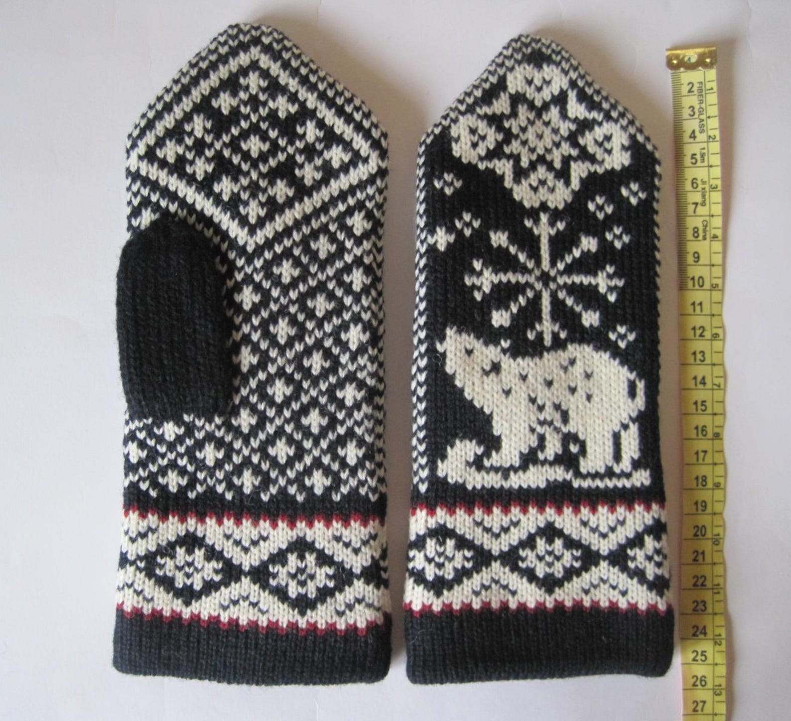 Women Double Knitting Mittens Natural Merino Wool Yarn Nice Classic ...