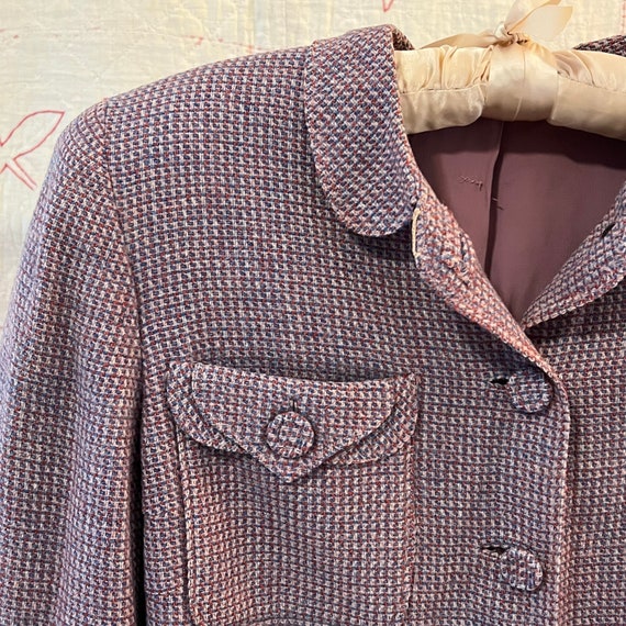 1940s Lavender Wool Tweed Jacket with Padded Shoulder… - Gem
