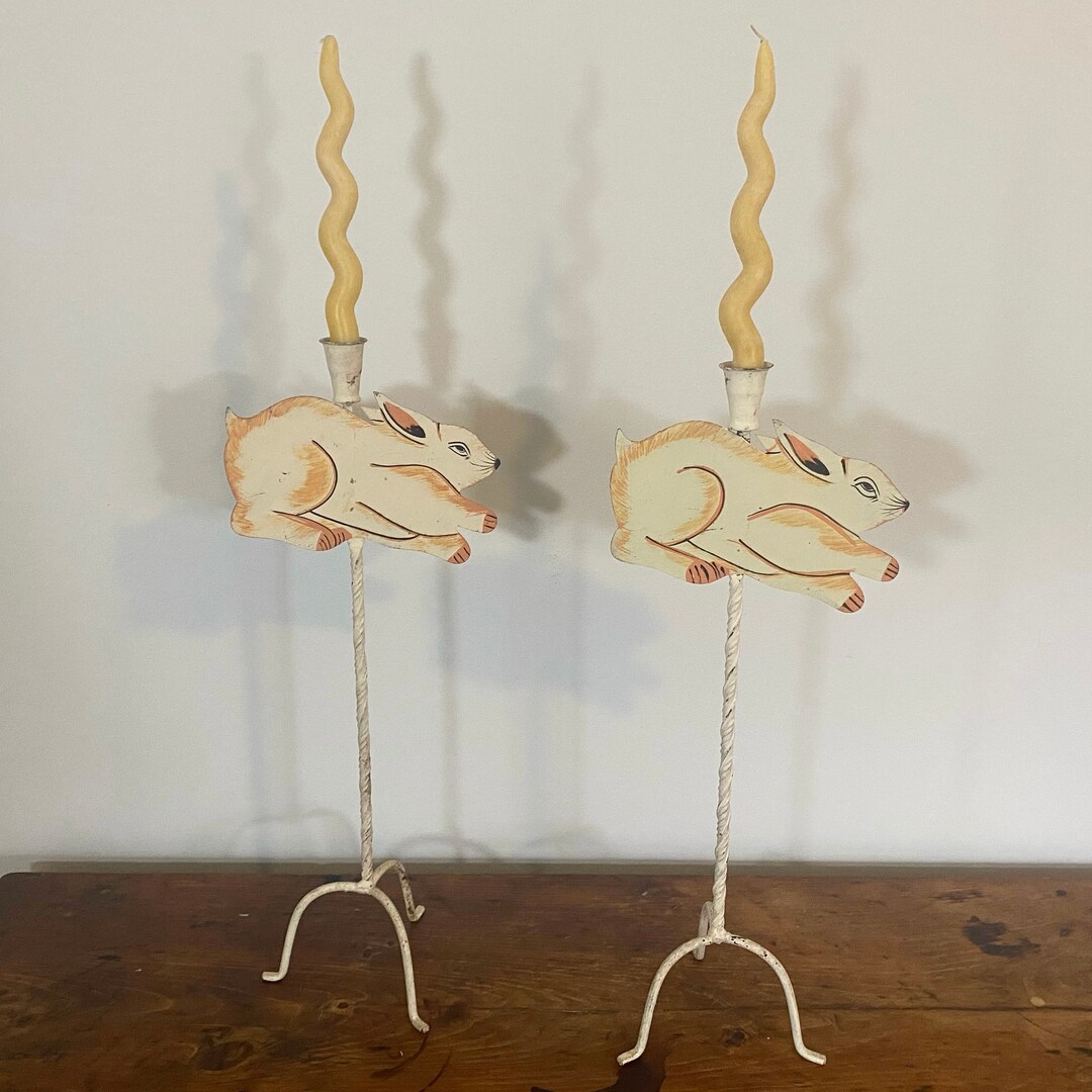 Vintage Bunny Candle Holders - Etsy