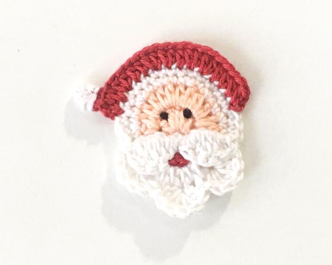 Crochet Santa Face Applique, Crochet Decoration, Sew on Appliques for ...
