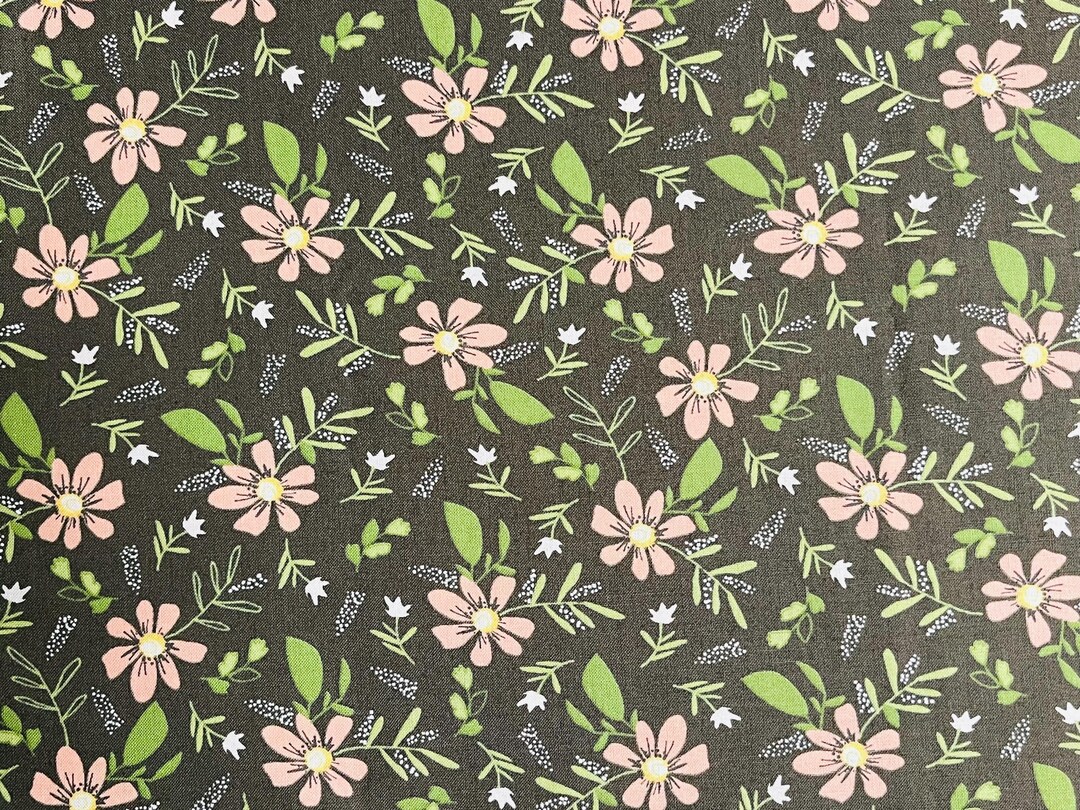 Moda Floral Fabric Charcoal Background, #37580, Sewing-quilting, Cotton ...