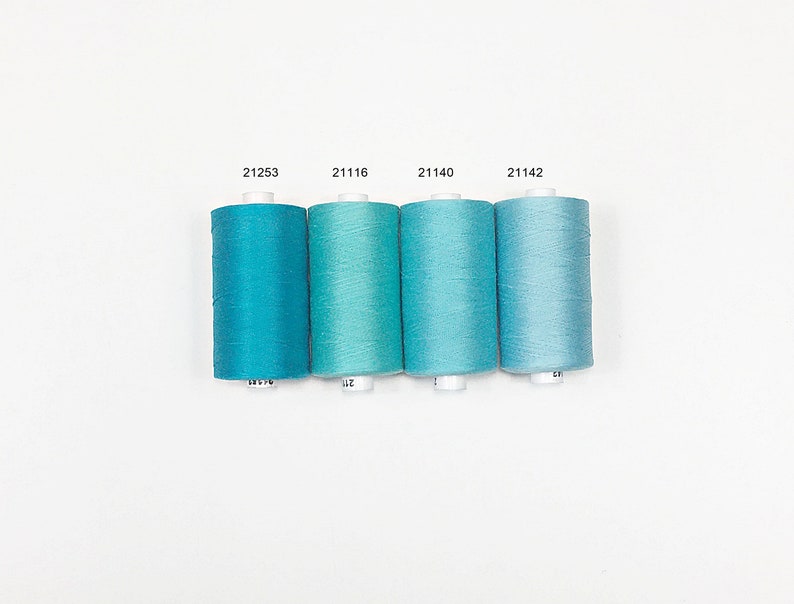 Sewing Thread 100% Cotton, 1200 Yards, Thread 50wt, Blue Shade, All ...