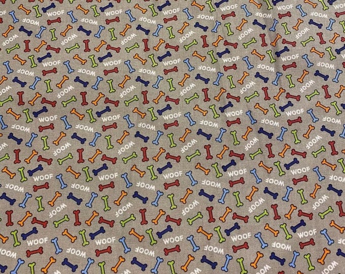 Woof Bone Cotton Fabric, Sewing- Quilt Fabric, Cotton Fabric by 1/2 ...