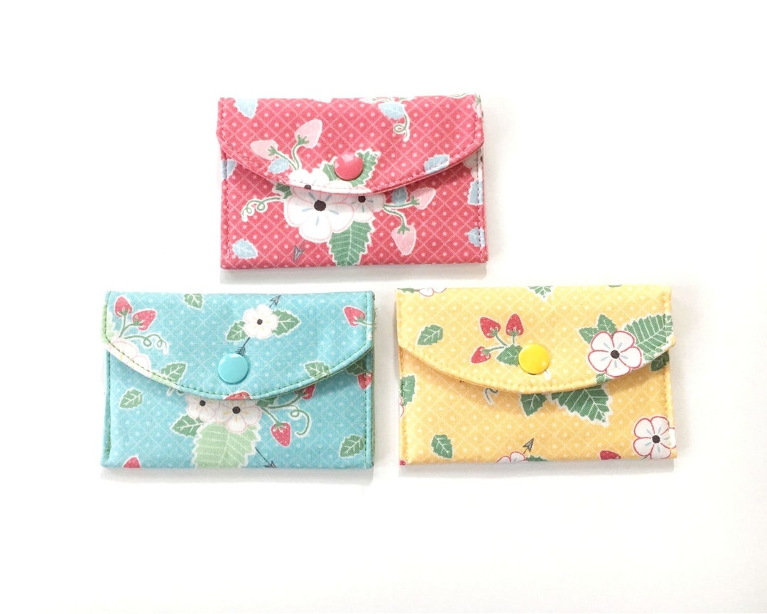 Flower Mini Card Wallet Card Holder Wallet Fabric Mini Snap - Etsy
