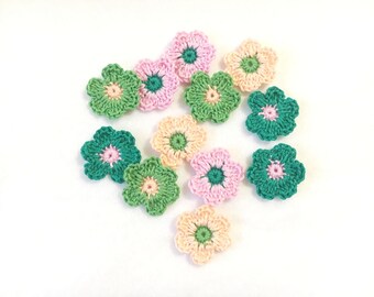 Crochet Small Flower Applique Set 10 Pcssew on Appliques for | Etsy