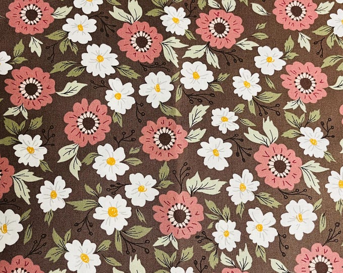 Moda Floral Fabric Cocoa Background Color, Folktale - Forest - Patch ...