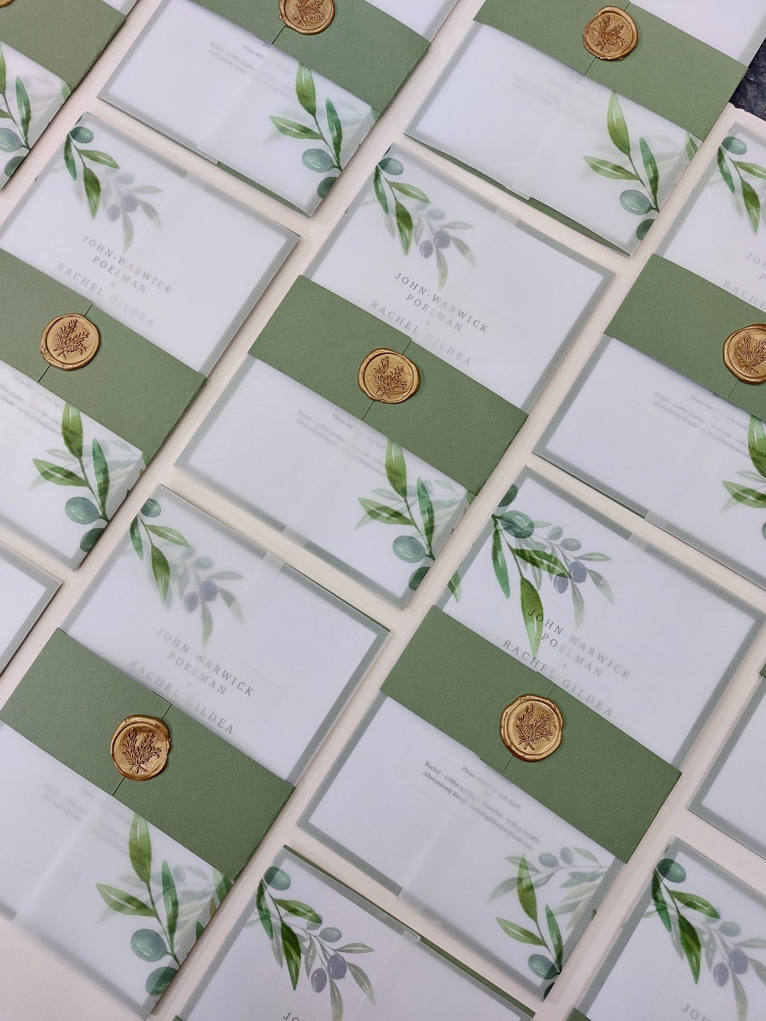 Sage Green Olive Wedding Invitation | Wax Sealed Invitation | Sample - Etsy