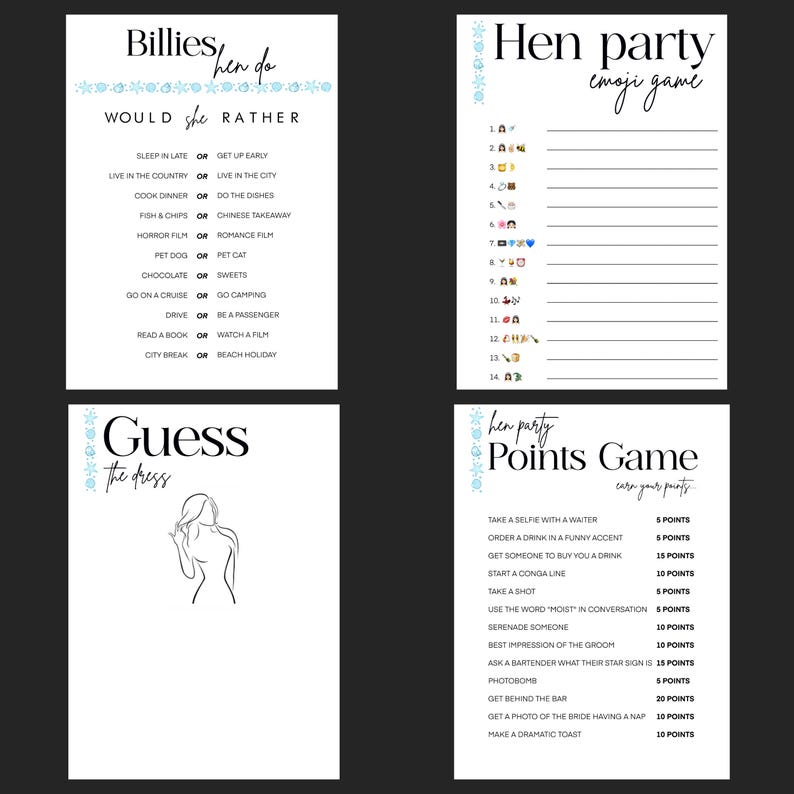 Hen Party Game Packs | Hen Do Party Games | Personalised Hen Party ...