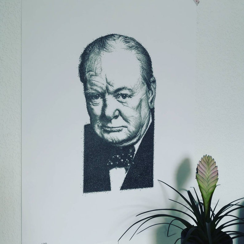 Winston Churchill ORIGINAL A2 Pen Drawing, Pen Illustration Churchill ...