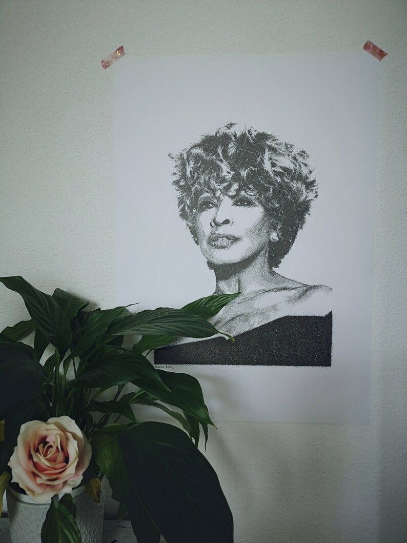 Tina Turner ORIGINAL A2 Pen Drawing Pen Illustration Tina Turner ...