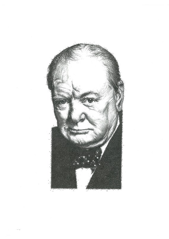Winston Churchill PRINT Pen Drawing Pen Illustration Churchill | Etsy