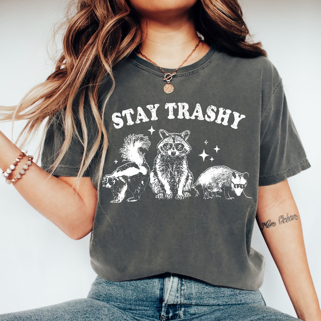 Stay Trashy SVG PNG, Funny Raccoon Svg, Opossum Svg, Retro Svg, Skunk ...