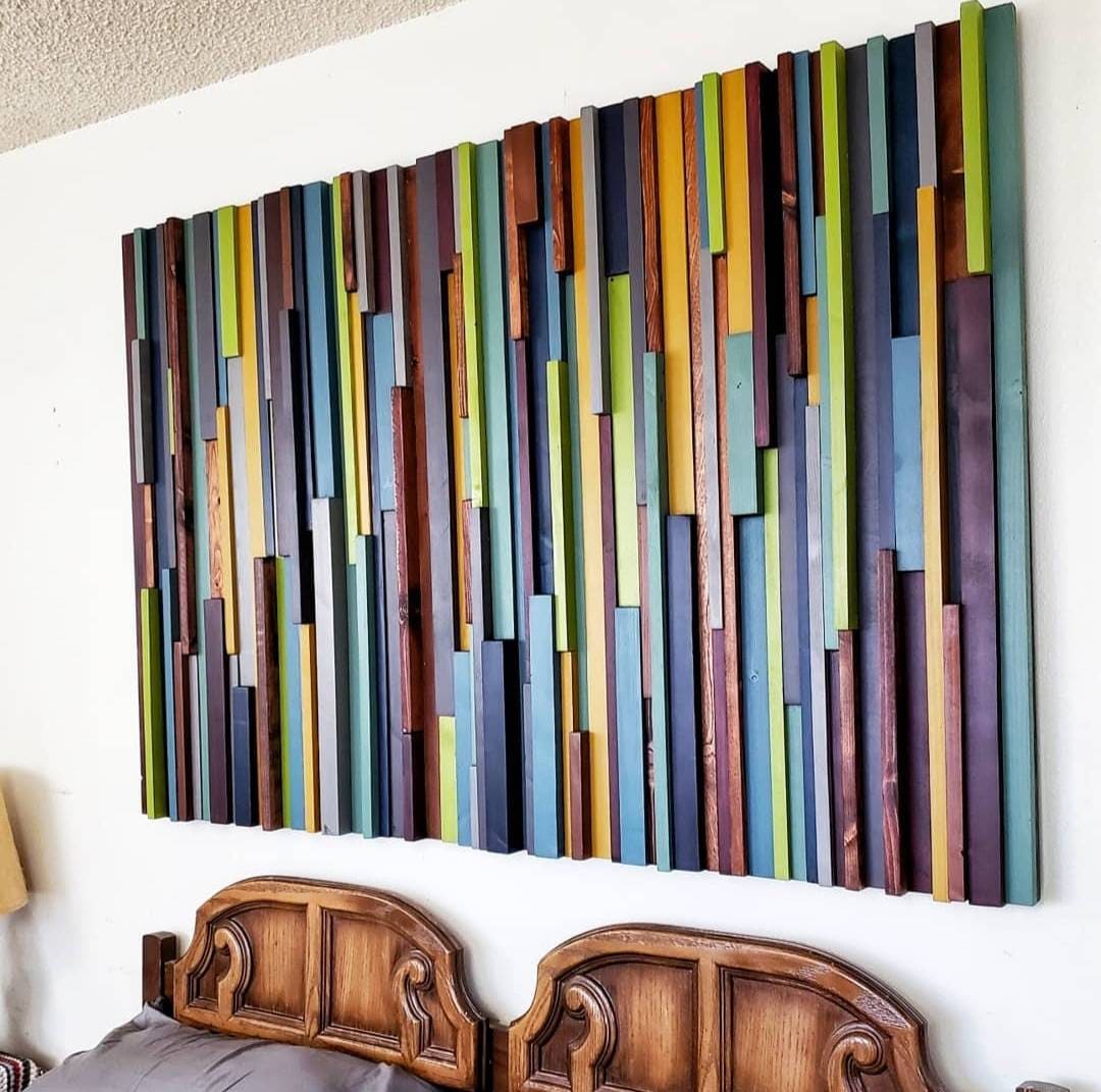 Large Abstract Wood Wall Art: Multi-color Hospitality Decor (40x72) - Etsy