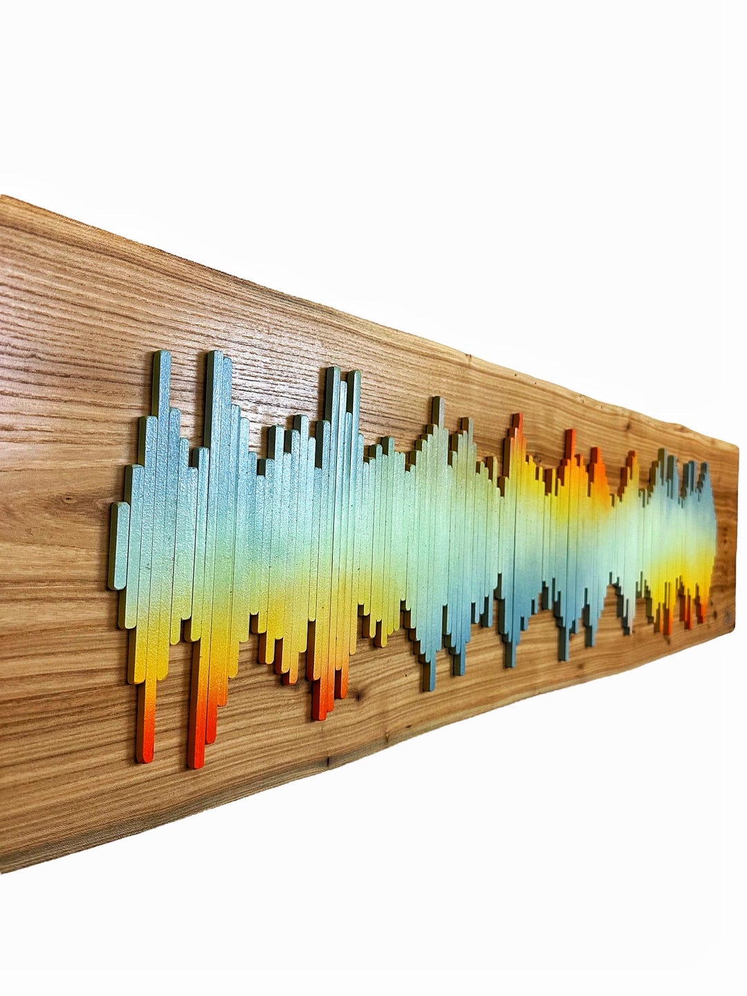 Custom Ombre Soundwave on Live Edge Elm Wood Wall Art Soundwave Art ...