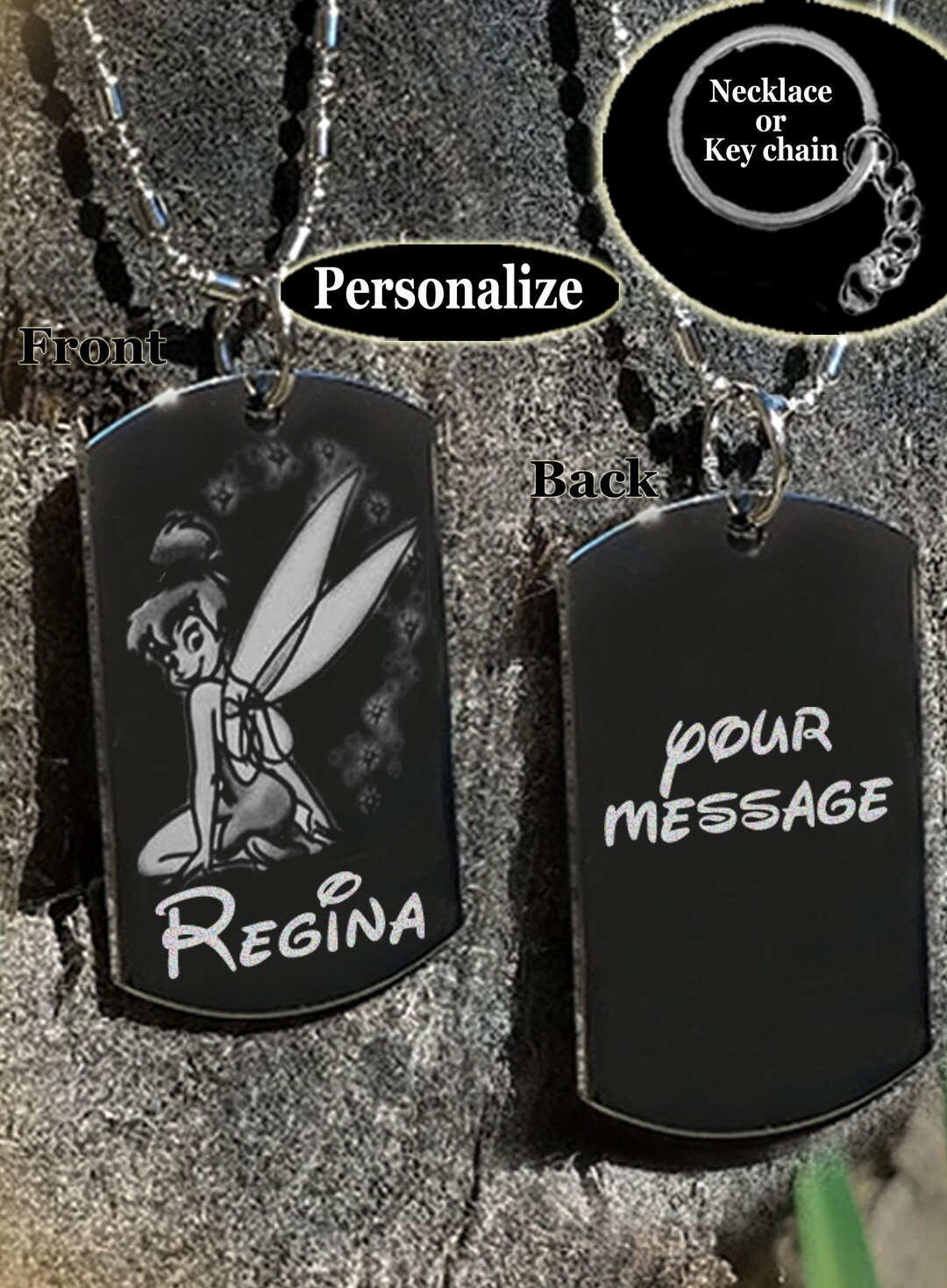 Tinkerbell | Personalized Dog Tag | Tinkerbell Gift | Necklace or Key ...
