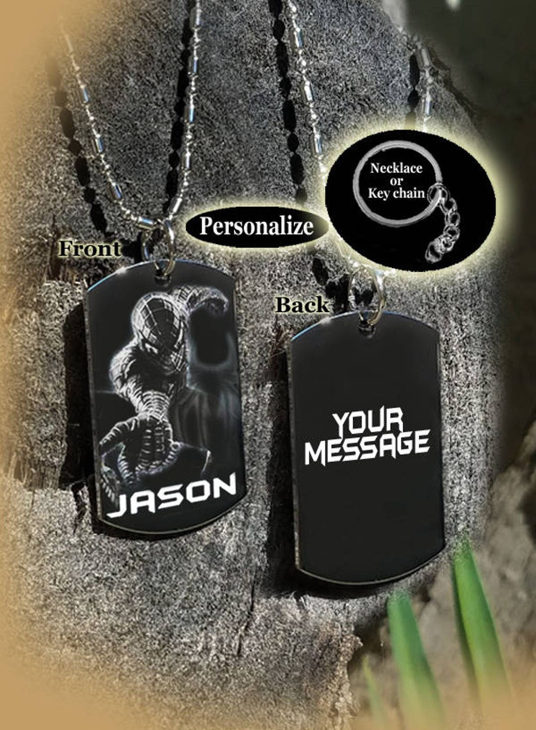 Spiderman Super Hero Dog Tag Necklace or Key Chain / Pet ID Tag + FREE ...
