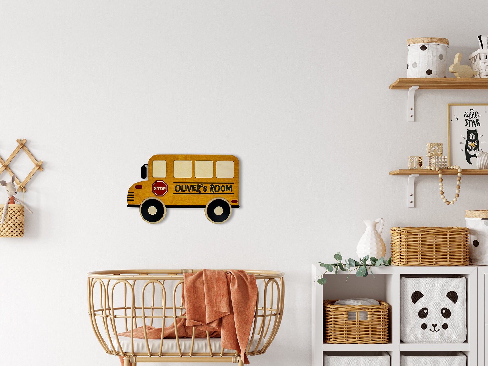 Personalized School Bus Name Sign - Handcrafted Wooden School Bus Room ...